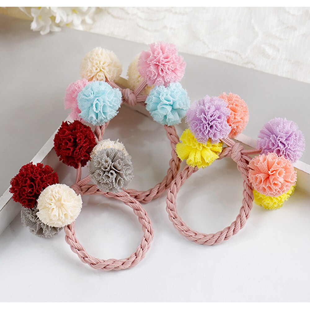 Cute Little Girl's Multi Colorful Lace Ball Pom Po... – Grandado