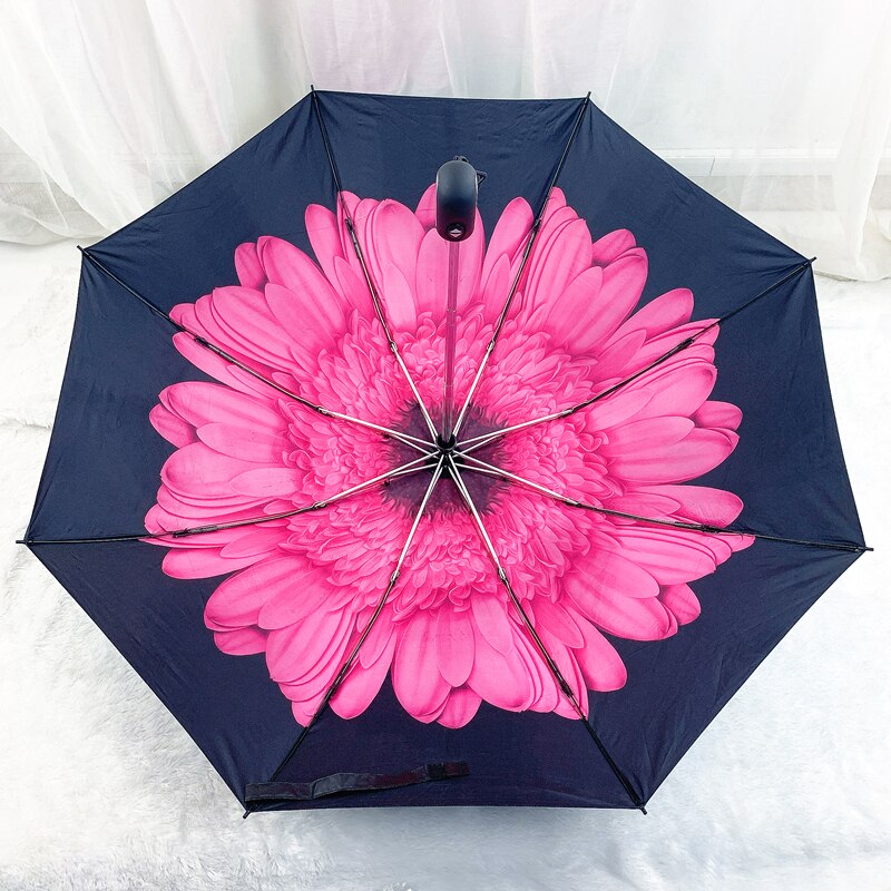 Paraguas automático inverso con forma de flor, tre... – Grandado