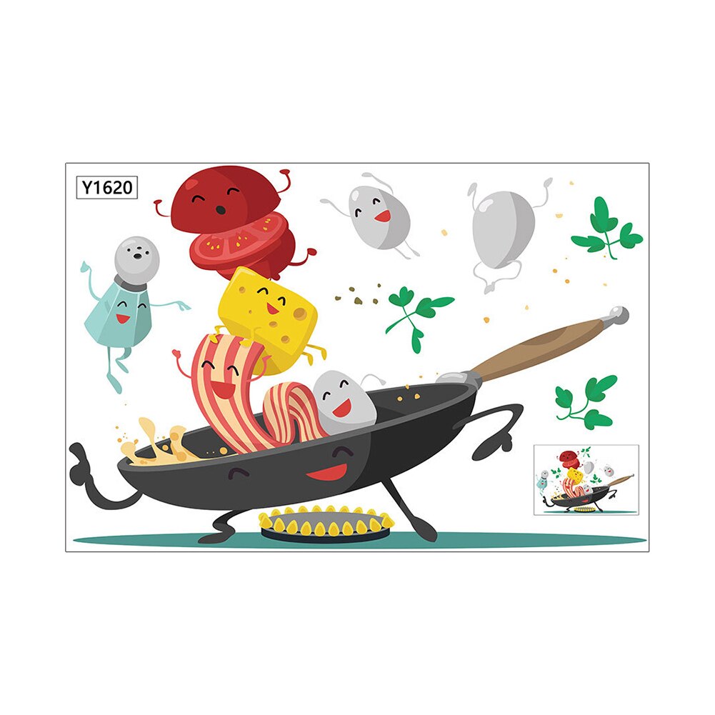 Cartoon Happy pan kitchen Wall Sticker for Kitchen... – Grandado