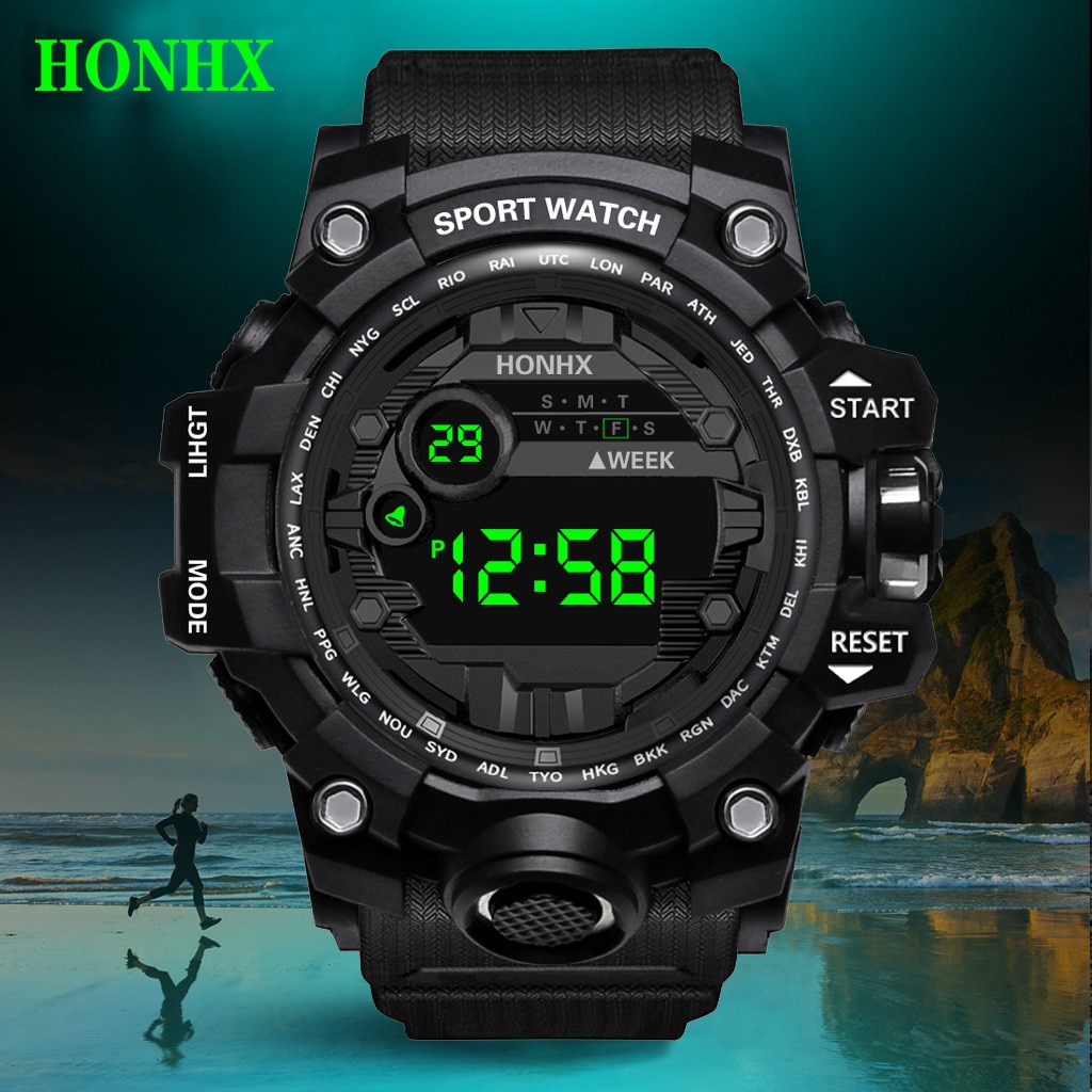 Luxury Mens Digital LED Display Watches Date Alarm... – Grandado