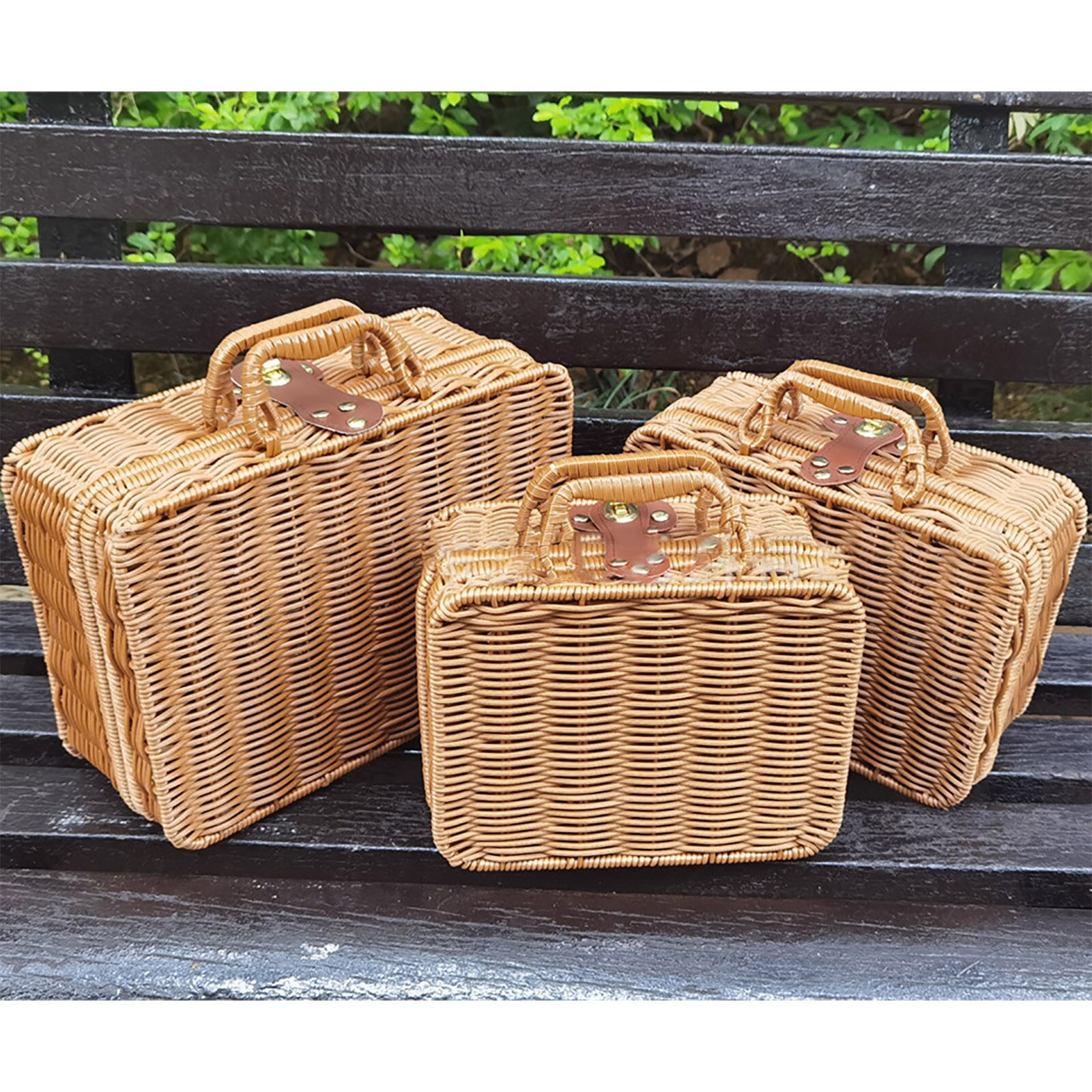 Suitcase Rattan Storage Box Basket Woven For Picni... – Grandado