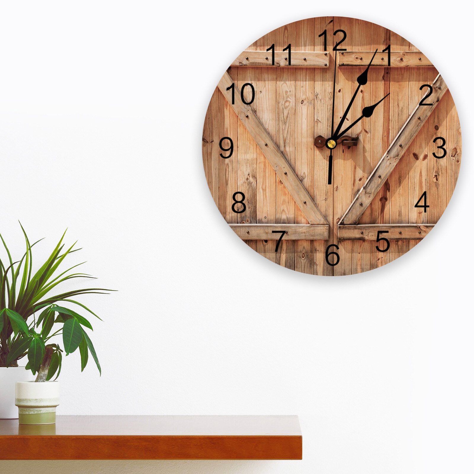 Wooden Door Texture Vintage Wall Clock Home Decor ... – Grandado