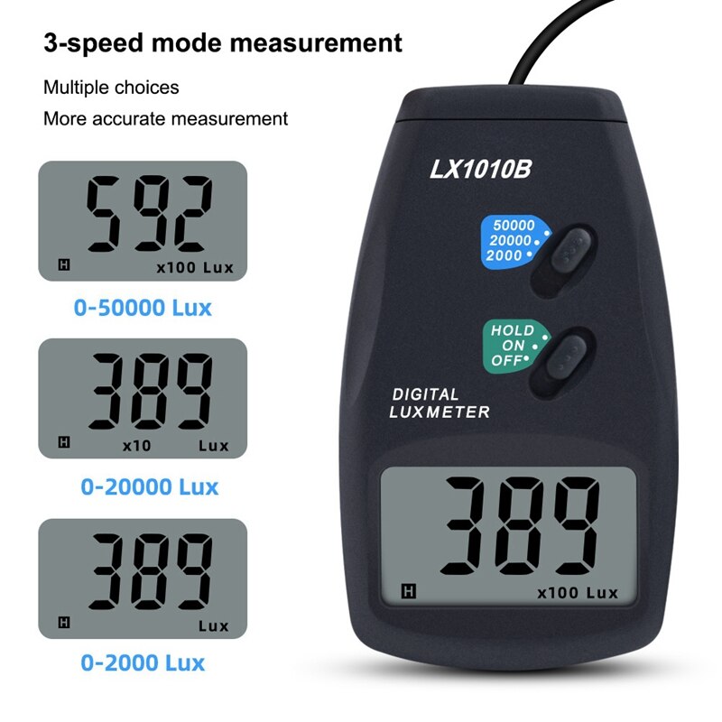Digital Light Meter 3 Range LX-1010B Digital Meter... – Grandado