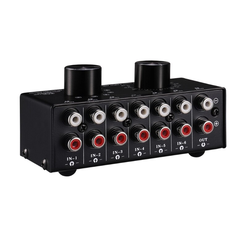 066A Powered 6 Way RCA Splitter Box 6 in 1 Out Com... – Vicedeal