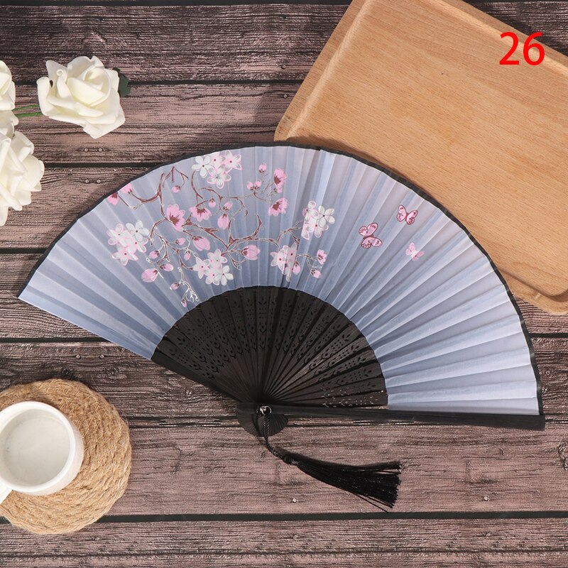 1PC Retro Chinese Japanese Silk Bamboo Folding Fan... – Grandado