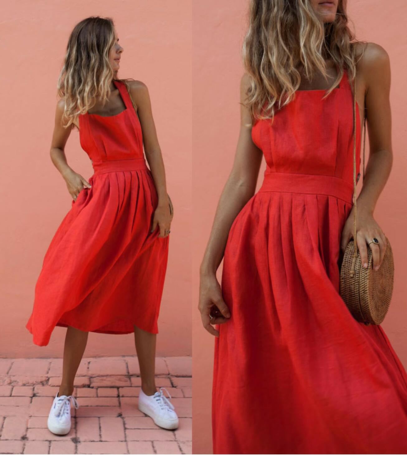 Women's sexy boho backless cross-straps square nec... – Vicedeal