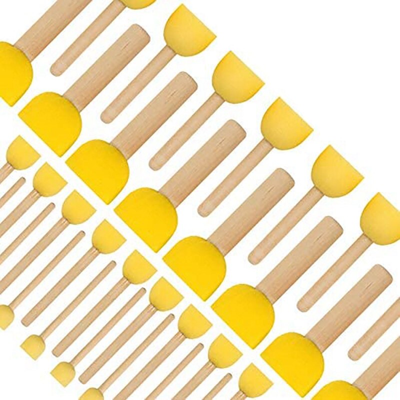 -80 Pcs Round Paint Foam Sponge Brush Set,Wooden H... – Grandado