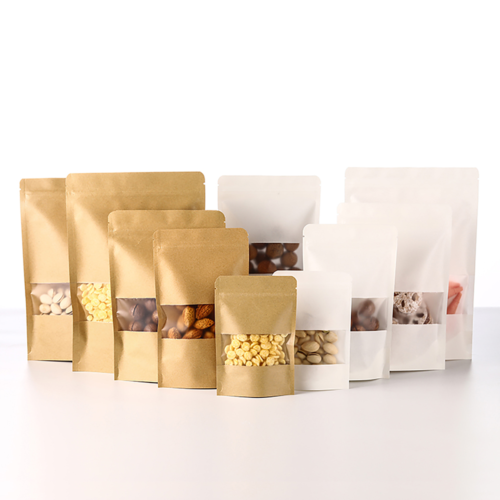 100pcs Zip lock Packing Bags Kraft Paper Stand up ... – Grandado