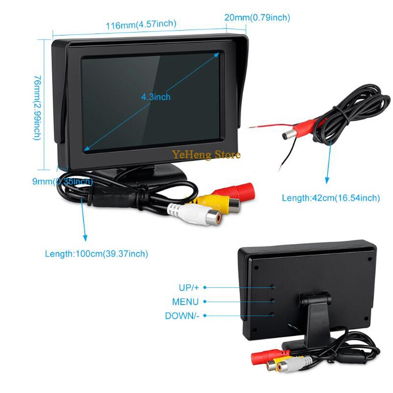 4.3 TFT Colorful Screen LCD Monitor Car Rear View ... – Grandado