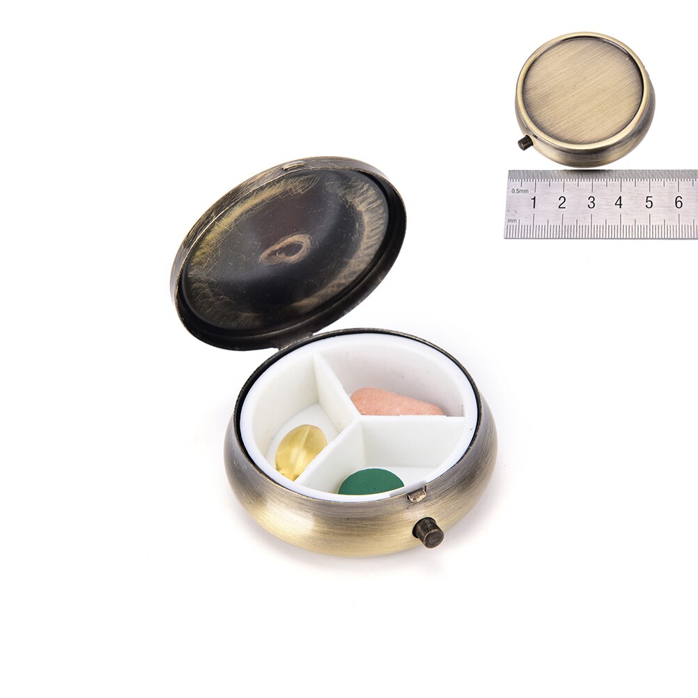 Metal Round Pill Boxes DIY Medicine Organizer Cont... – Grandado