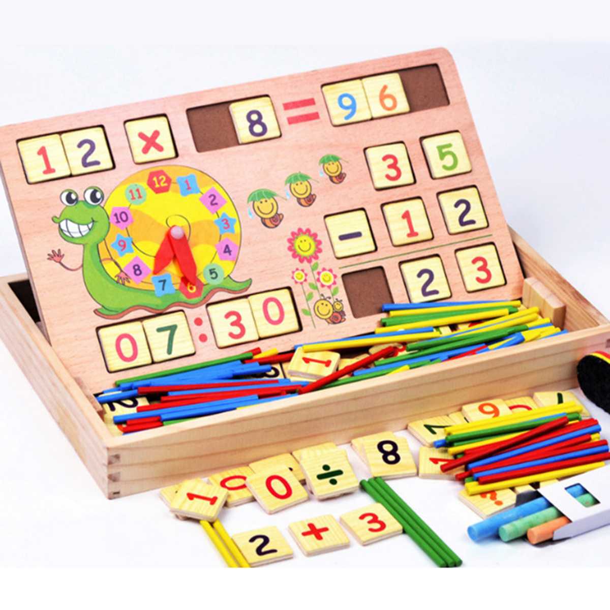 Kids Maths Teaching Box Set Children Wooden Number... – Vicedeal