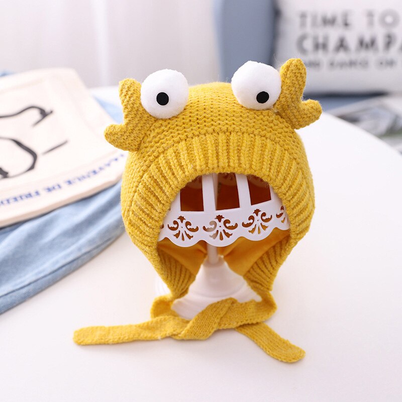 Cute Crab Claws Big Eyes Winter Baby Hat Thick Plu... – Grandado