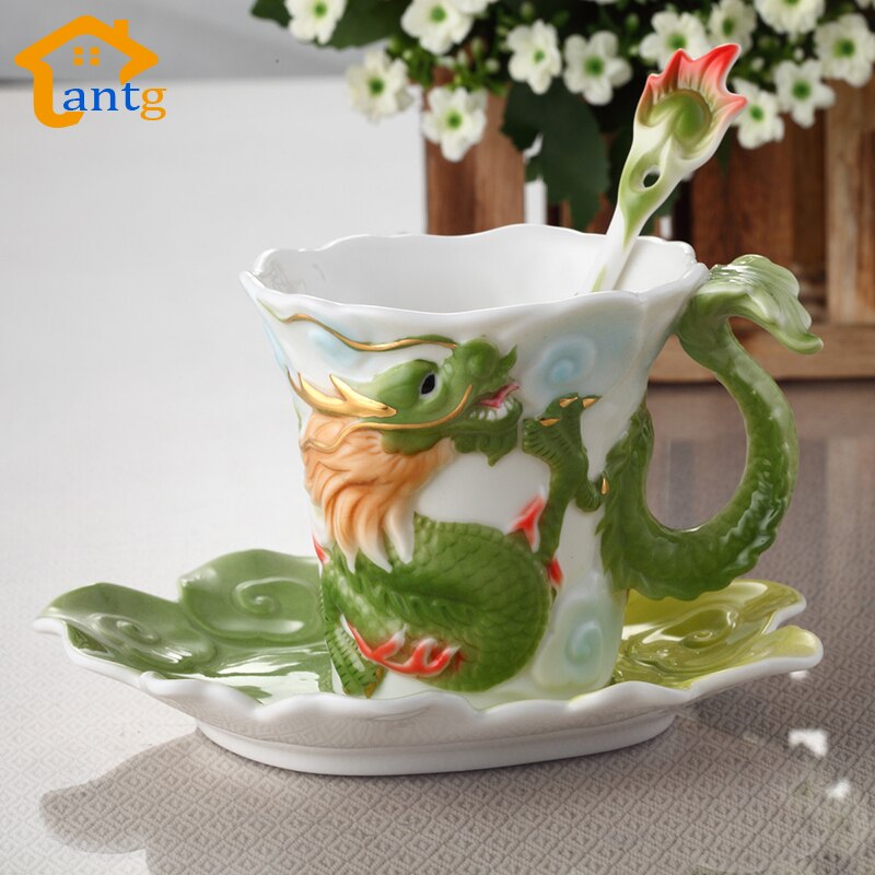 Style China Cup Enamel Porcelain Coffee cups Drago... – Grandado