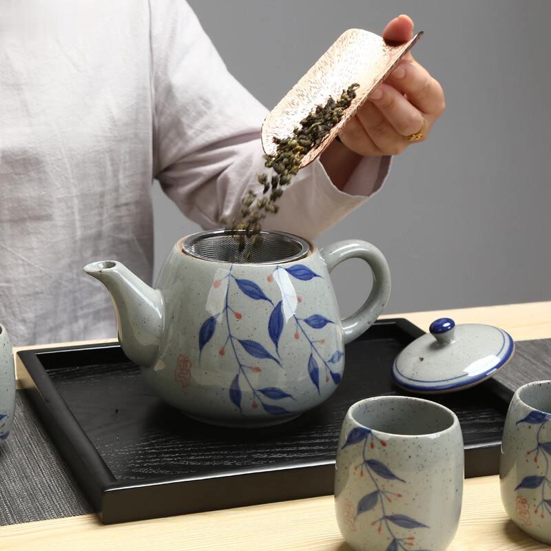 900ml Ceramic Large Teapot With Handle Vintage Han... – Grandado