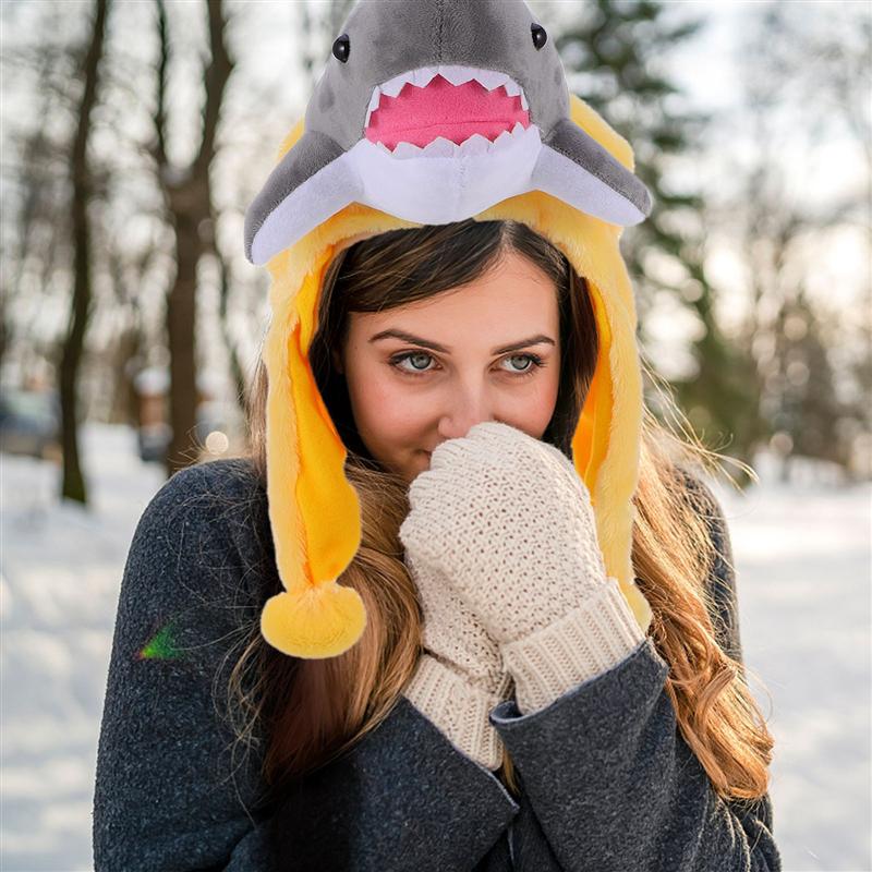 Shark Shape Hood Shark Headgear Shark Hat Warm Hat... – Grandado