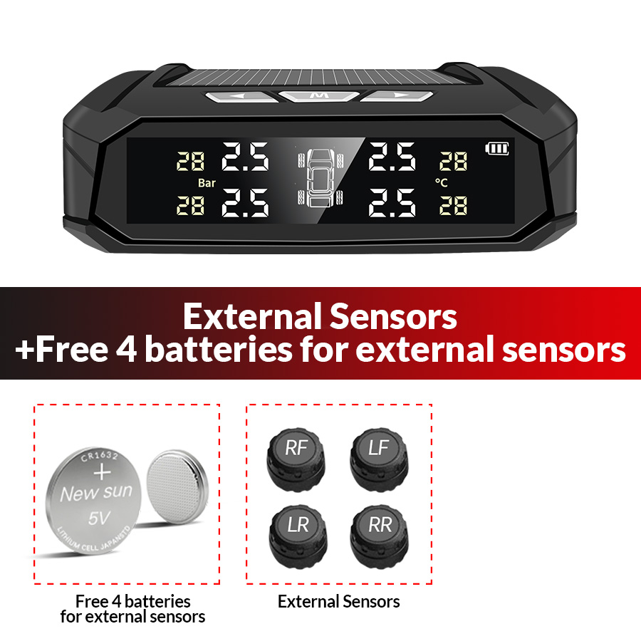 Acceo K10 Solar Power Car TPMS Digital LCD Display... – Grandado