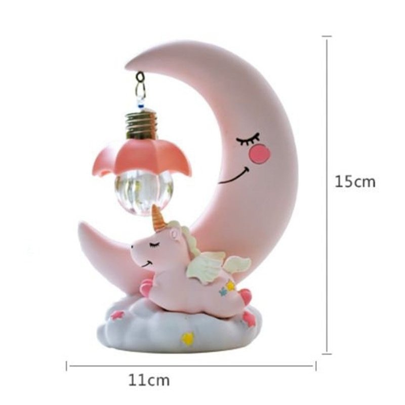 Resin Moon Unicorn LED Night Light Cartoon Baby Nu... – Grandado