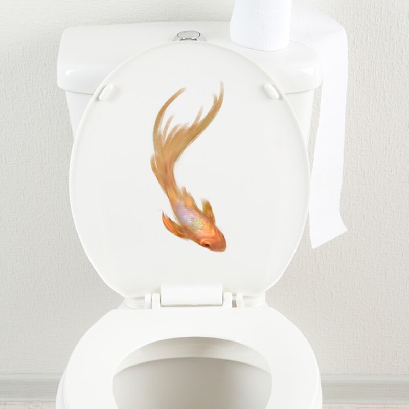 YOJA 10.7*24.3CM Cute Goldfish Wall Sticker Toilet... – Grandado