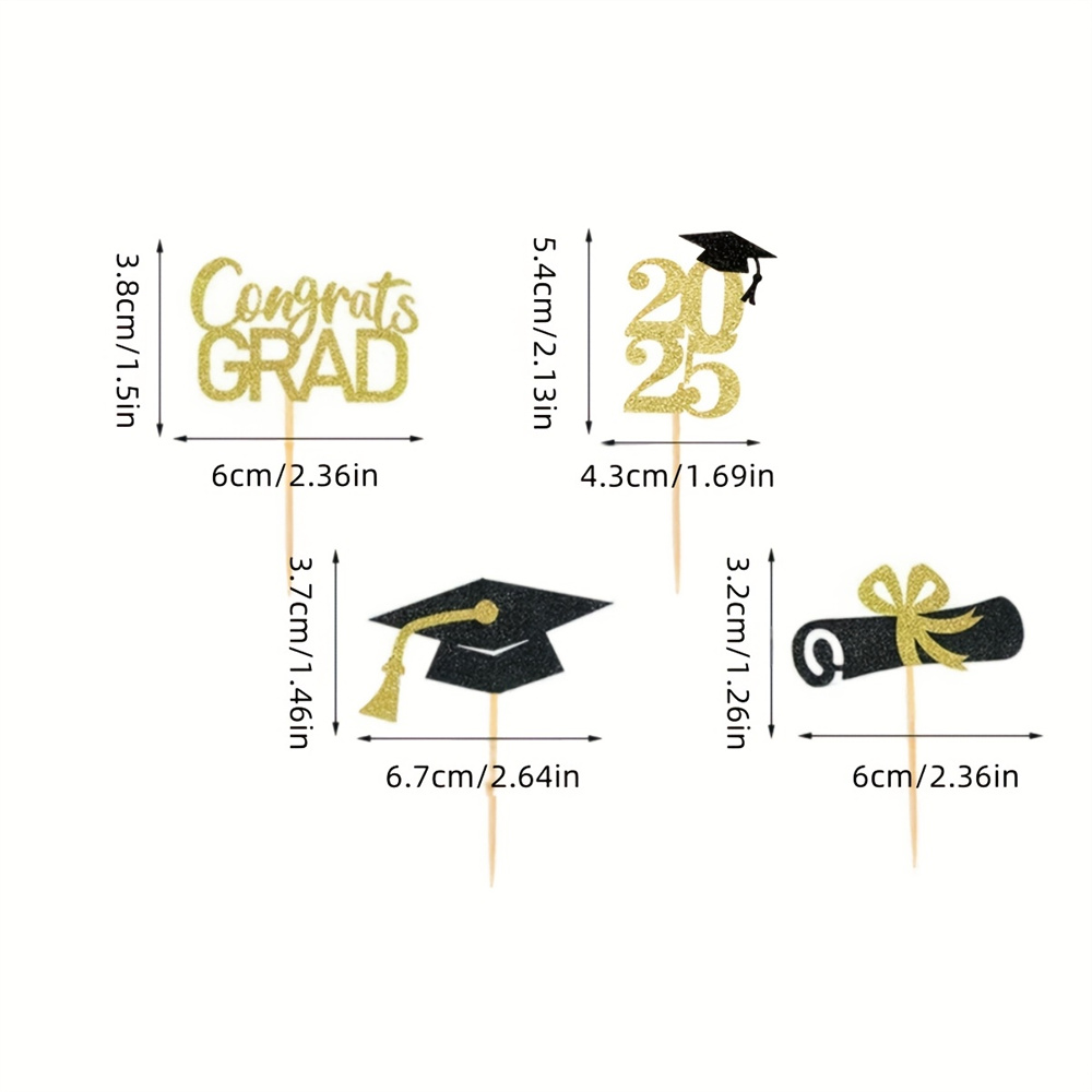 12Pcs Graduation Cupcake Toppers, Glitter Class of... – Grandado