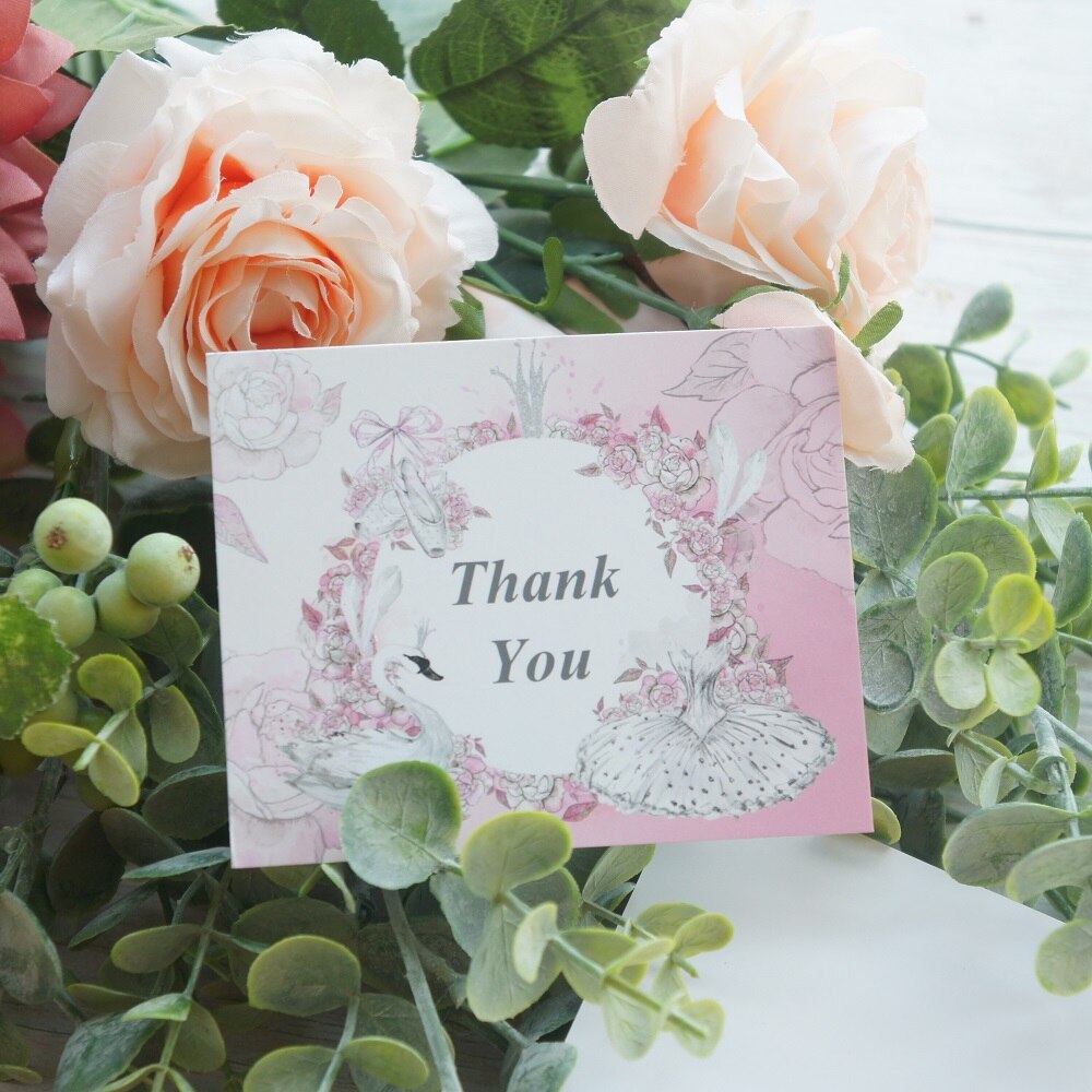 50 stuks 10*8cm Kaart Roze Zwanenmeer Dank Je Kaar... – Grandado