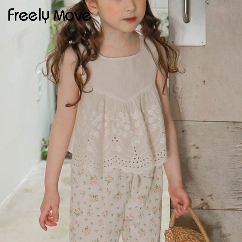 Freely Move Kids Girls Summer Clothes Outfit Sleev... – Grandado