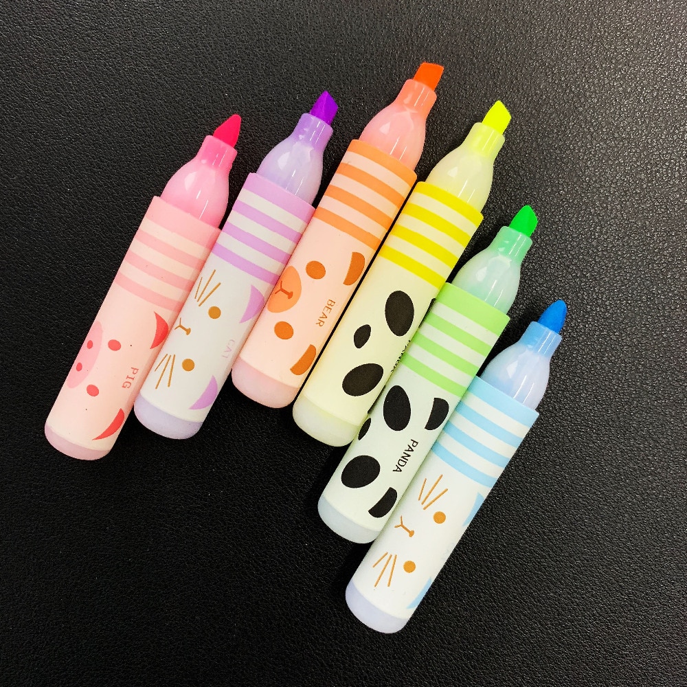 6 stk/pakke sød kat panda gris bjørn mini highligh... – Grandado