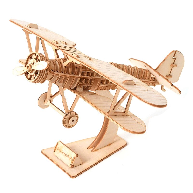3D Wooden Puzzle Biplane Toys Assembly Model Wood ... – Grandado