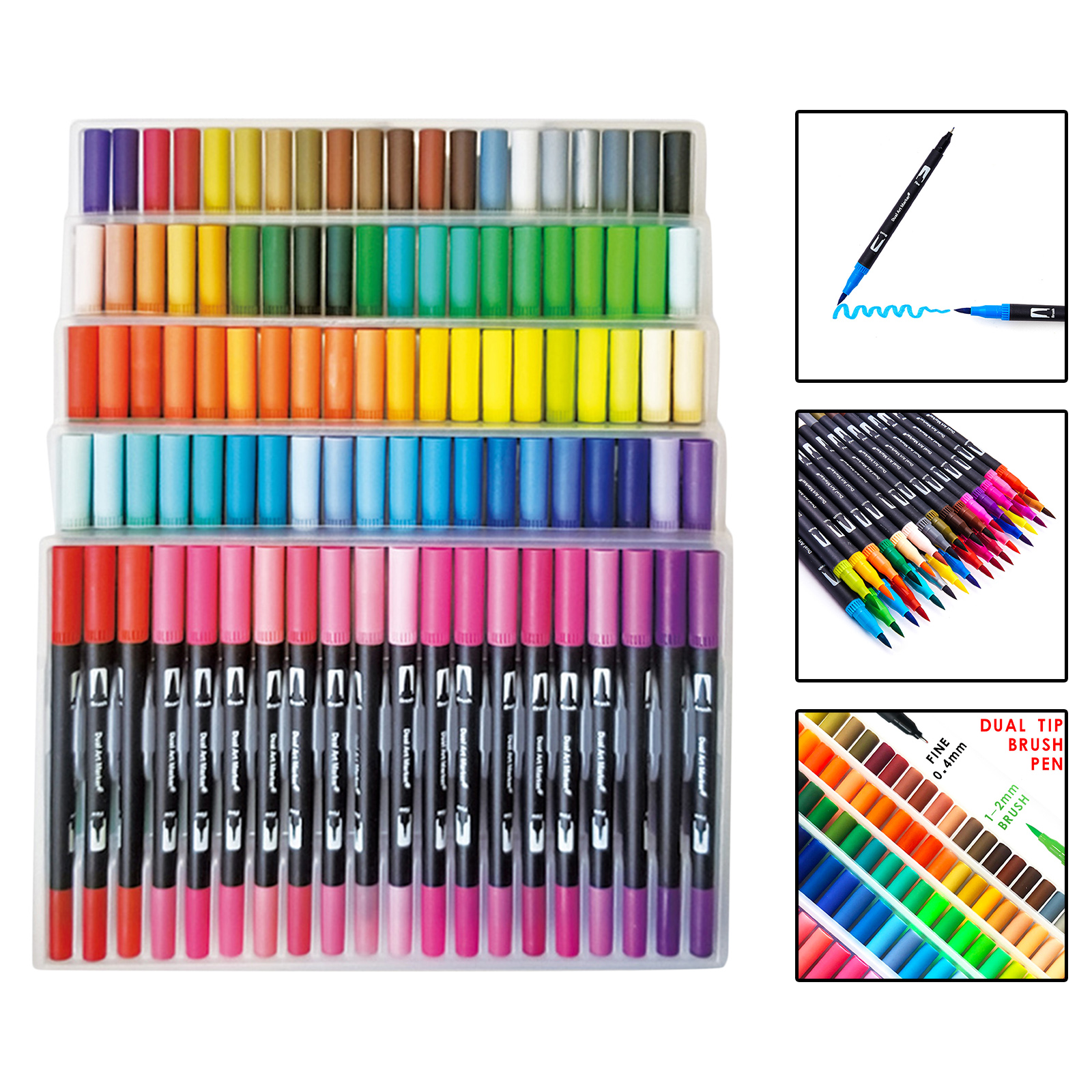 60/100 Colors Dual Tip Brush Pen Drawing Markers f... – Grandado