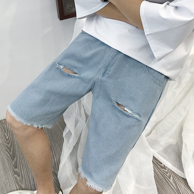 Leisure Mens Ripped Short Jeans Clothing Summer 93... – Vicedeal