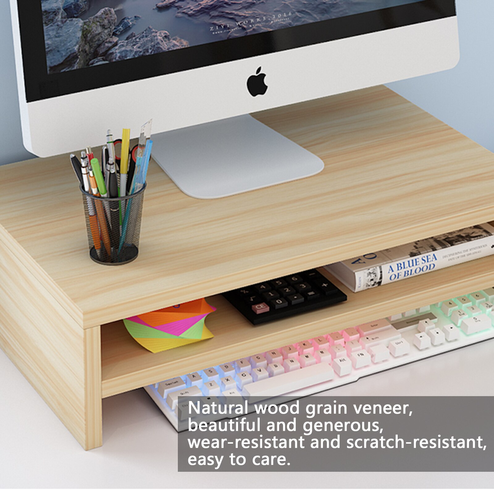 White Wood Monitor Stand TV PC Laptop Computer Scr... – Grandado