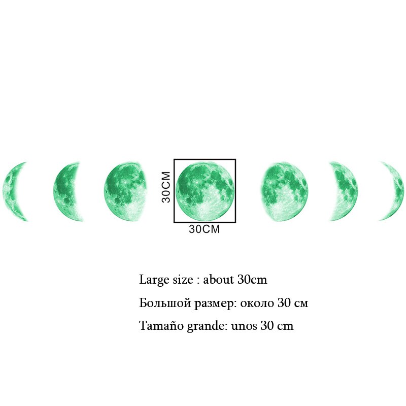 30cm Moon phase 3D Luminous Wall Sticker living ro... – Grandado