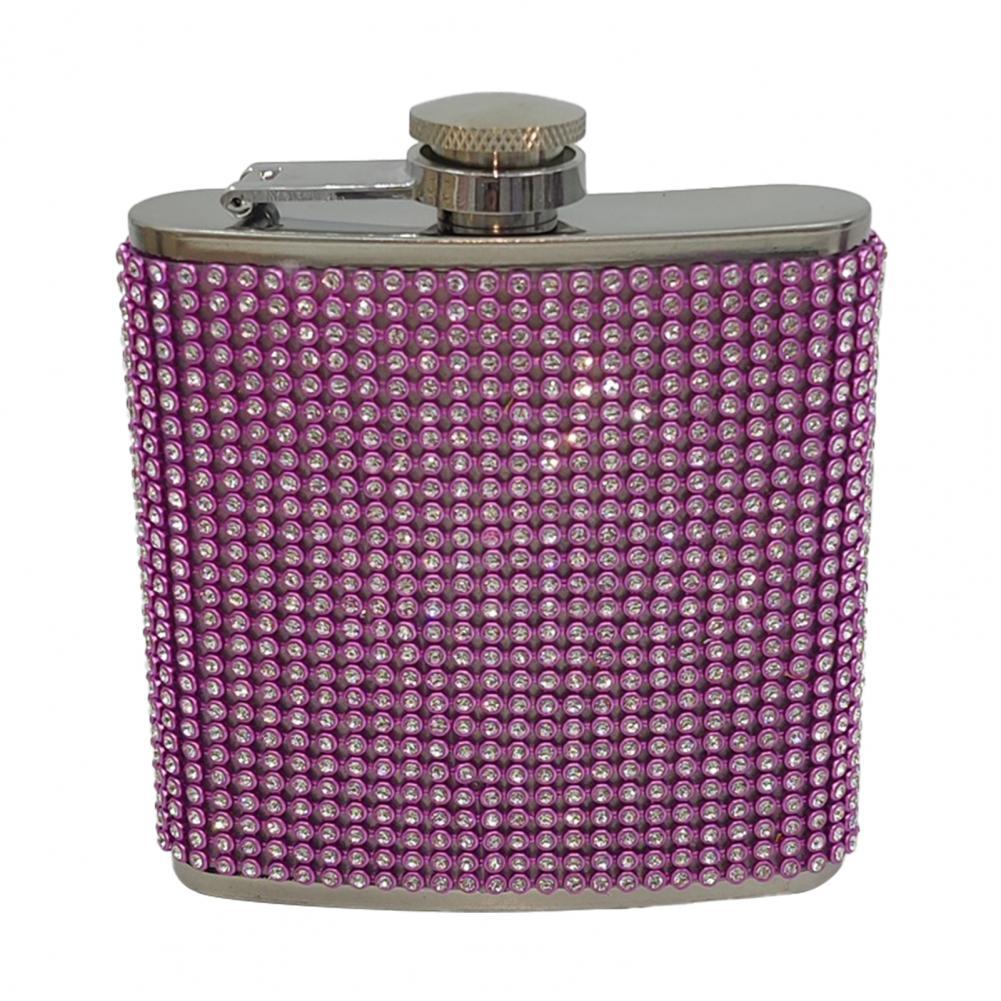 180ml stainless steel with pink diamond hip flask ... – Vicedeal