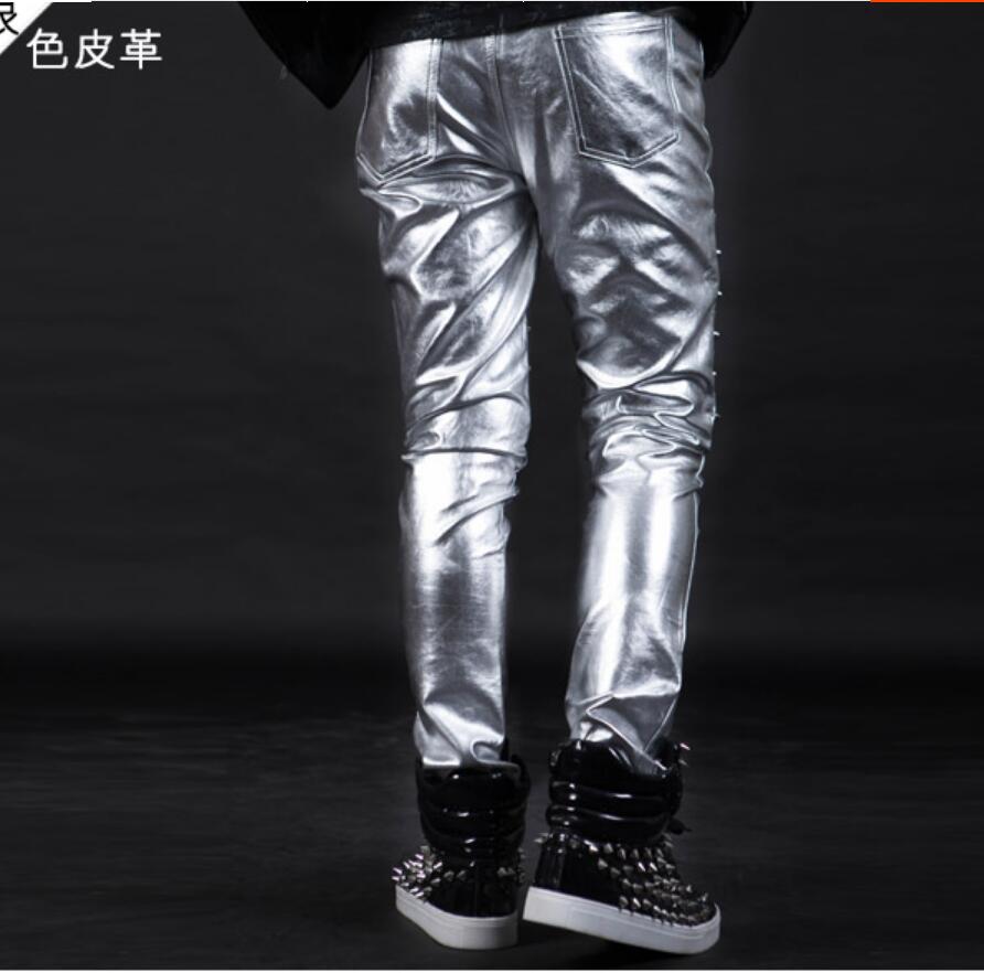 28-40 Plus Size Silver Rivet Pants Men And Women S... – Grandado