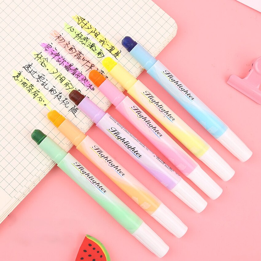 6 Pcs/set Round Head Markers Pen Set Cute Highligh... – Vicedeal