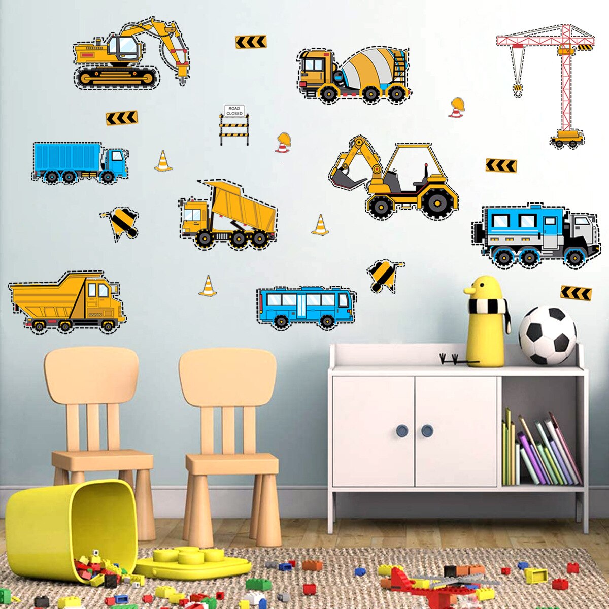 Construction Truck Excavator Wall Sticker For Kids... – Grandado