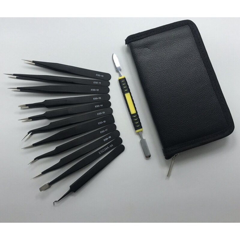 Tweezers 12 Pieces ESD Tweezers Tools Kit Anti-Sta... – Grandado