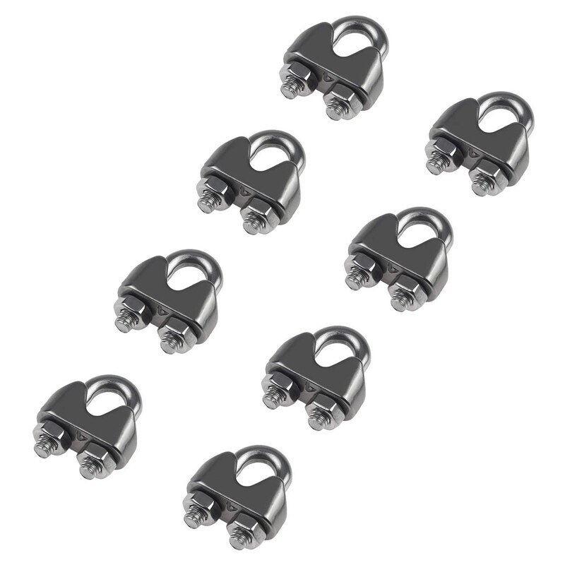 20PCS 1/8 Inch M3 Stainless Steel Wire Rope Cable Clip Clamp for Kayak ...