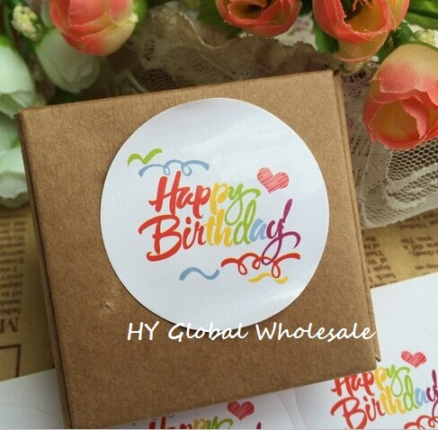 100PCS Rainbow Happy Birthday series round Kraft s... – Vicedeal