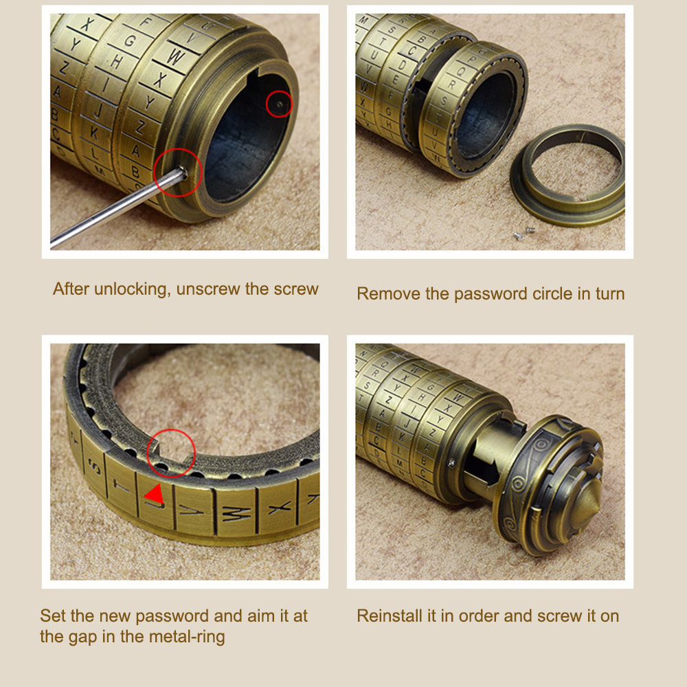 DaVinci Code Lock Toys Metal Cryptex Locks Retro W... – Vicedeal