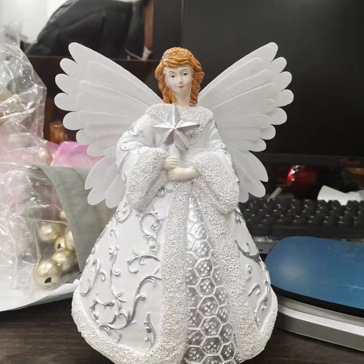 Angel Tree Topper Christmas Tree Decoration Golden... – Grandado