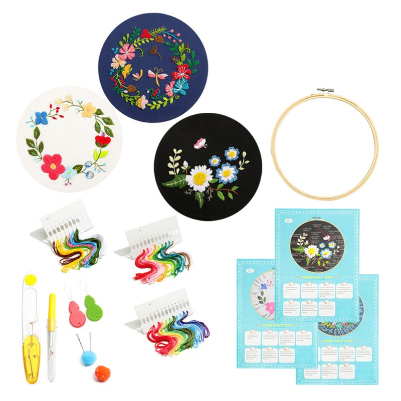 3 Sets Embroidery Starter Kit Cross Stitch Clothes... – Grandado