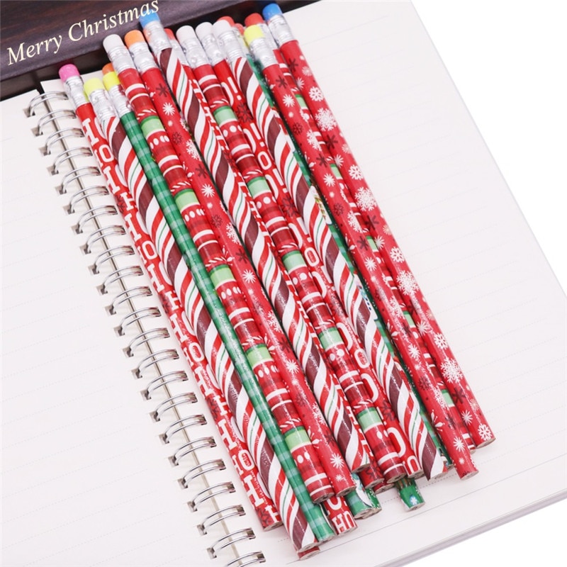 5 Pcs Christmas pattern pencil Wood eraser 2H Colo... – Grandado