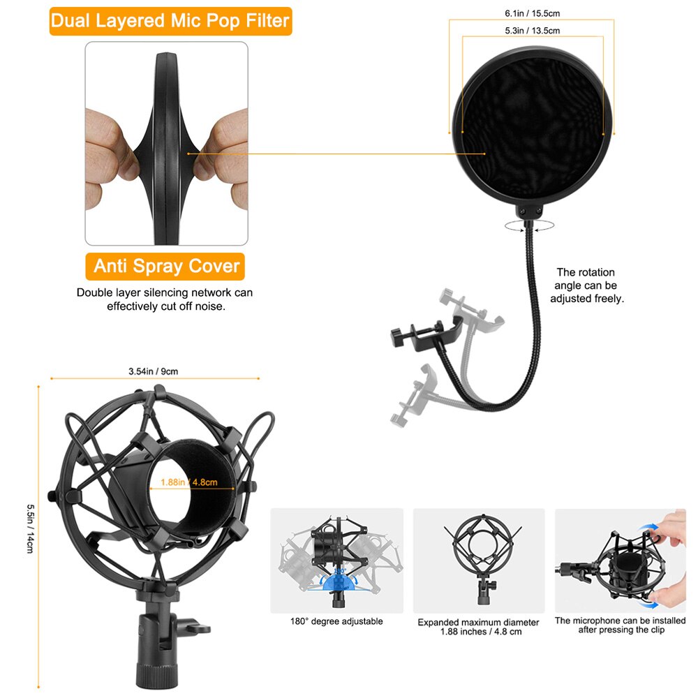 Microphone Stand For Blue Yeti With Pop Filter And... – Grandado