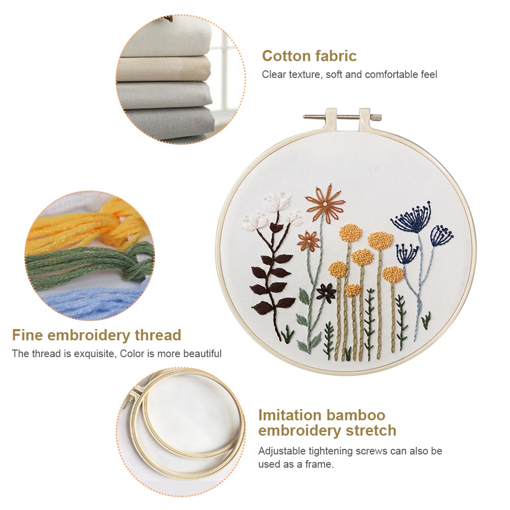 1pc Embroidery DIY Beginner Material Pack Flowers ... – Grandado
