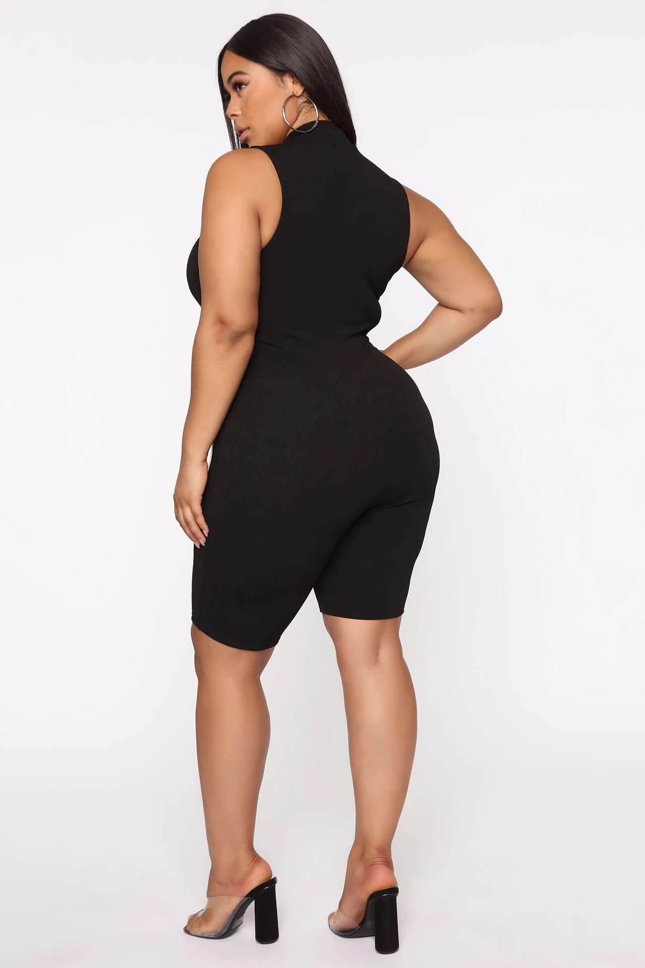 5xl Plus Size Women Romper Sleeveless Black Stripe Grandado