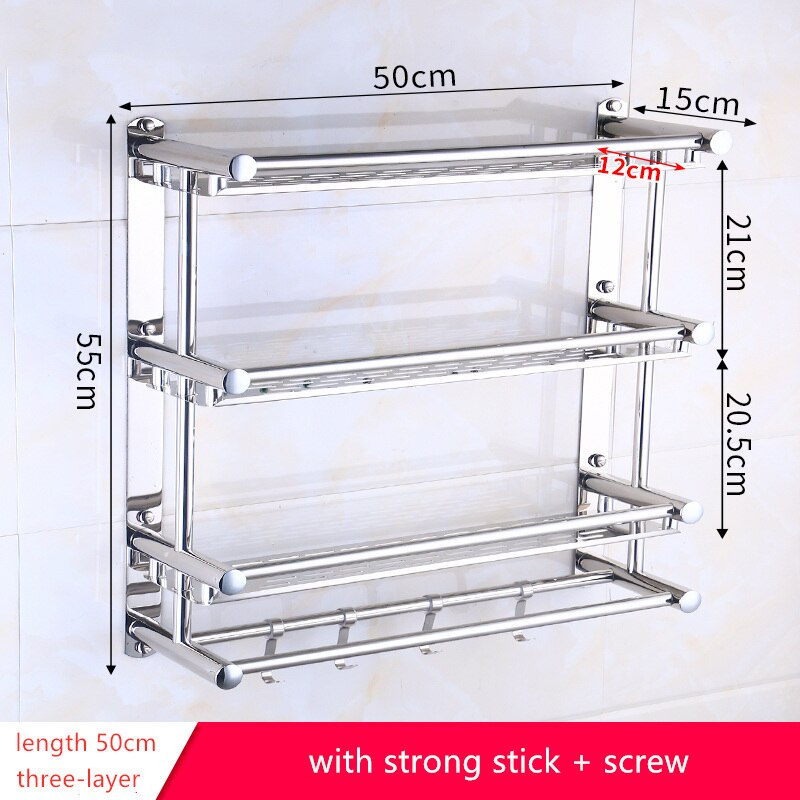Stainless Steel Bathroom Storage Rack Wall Shelf T... – Grandado