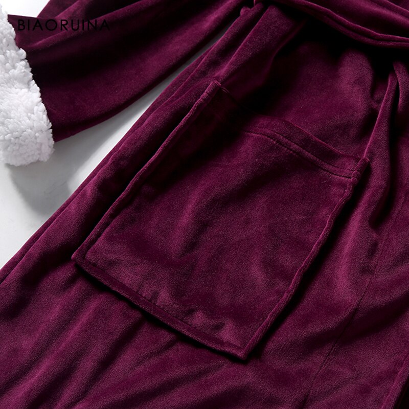 BIAORUINA Women's Velour Burgundy Loose Comfortabl... – Grandado