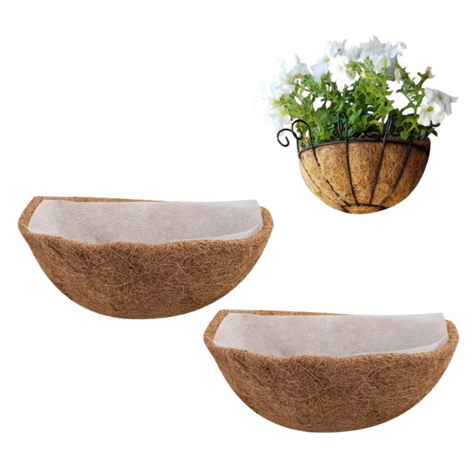 Kokosnoot Bloem Mand Half Moon Shape Muur Gemontee... – Grandado