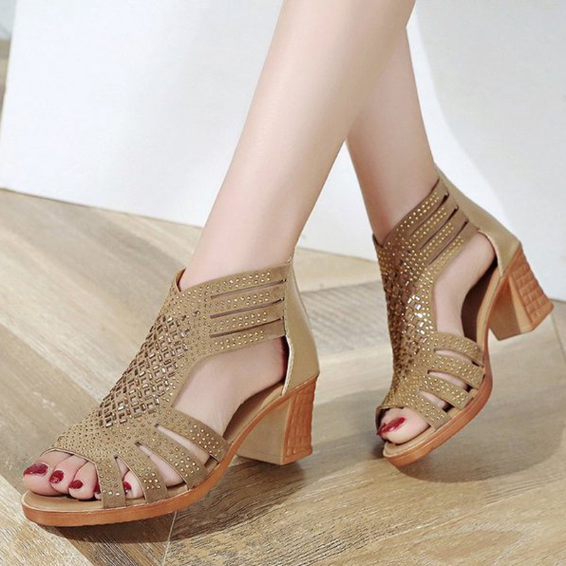 Vrouwen Sandalen Crystal Hollow Out Peep Toe Wigge... – Vicedeal