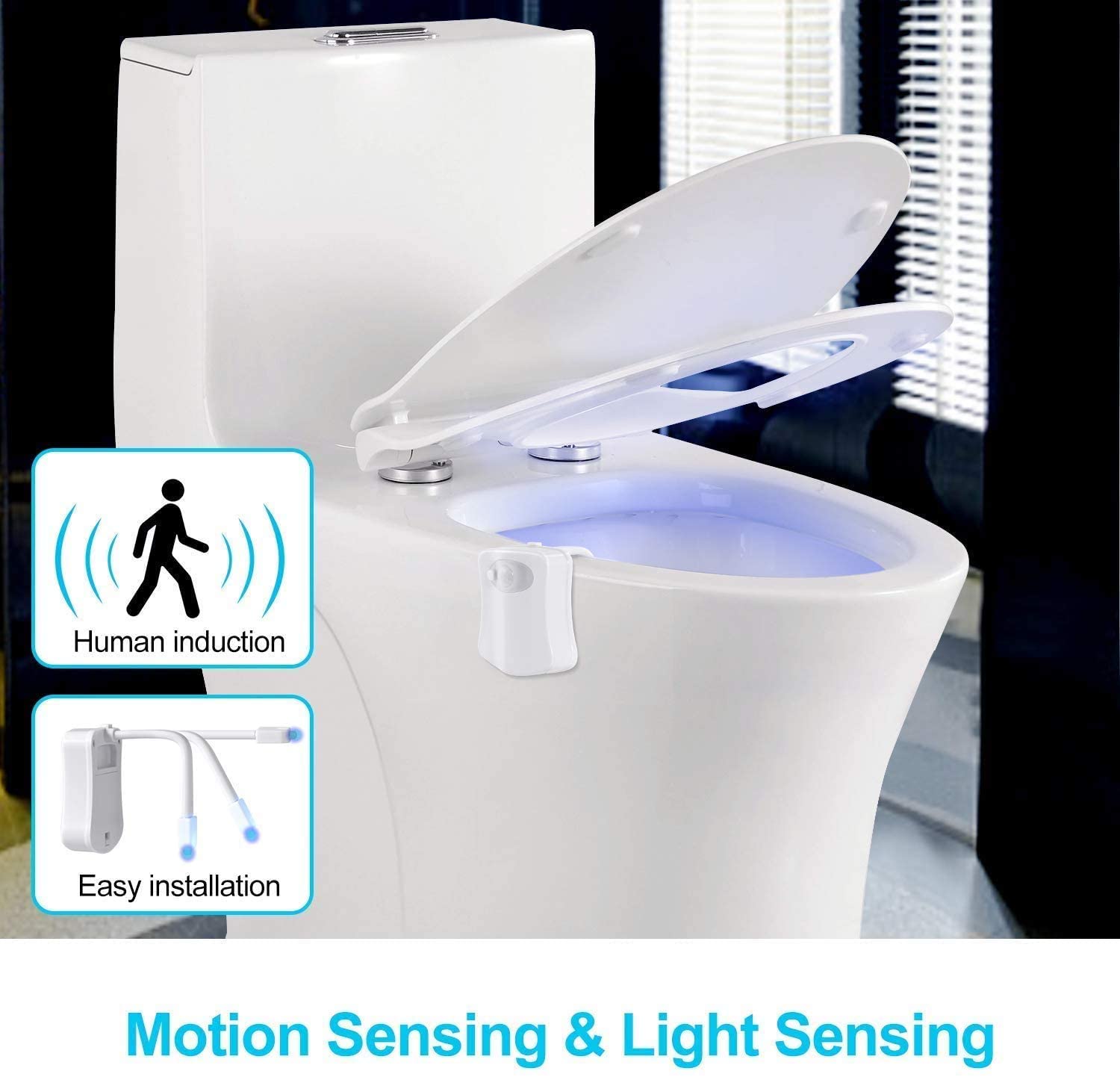 LED Wc Sitz Nacht Licht Motion Sensor Bad WC Licht... – Vicedeal